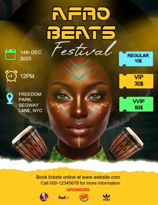 African Cultural Event Flyer Afrobeats Concert Poster Template Afro ...