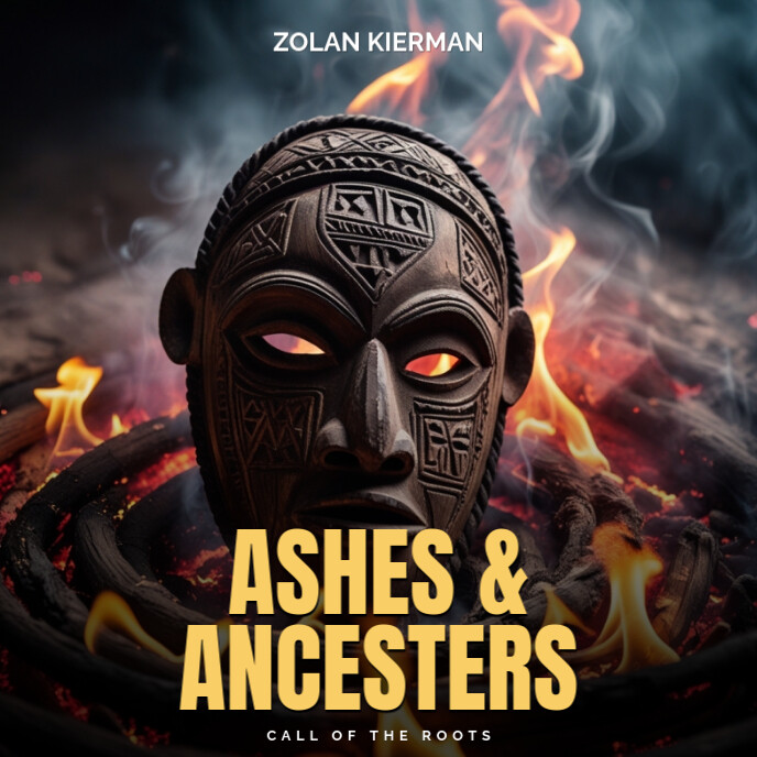 African Ritual Mask Album Cover – Fire Smoke Tribal Style Template ...