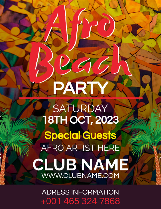 Afro Beach Party Flyer Template | PosterMyWall