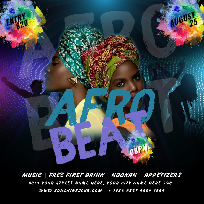 AFRO BEAT, DJ PARTY Template | PosterMyWall