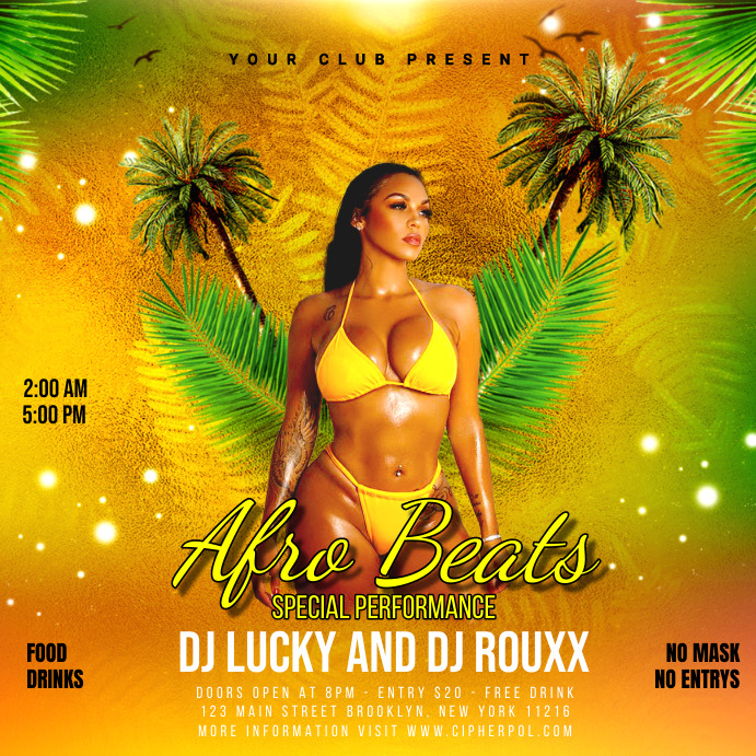 afro beat party flyer Template | PosterMyWall