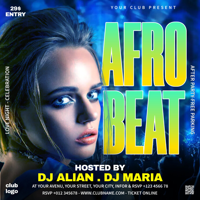 afro beat party flyer Template | PosterMyWall