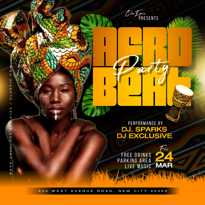 Afro beat party flyer template | PosterMyWall