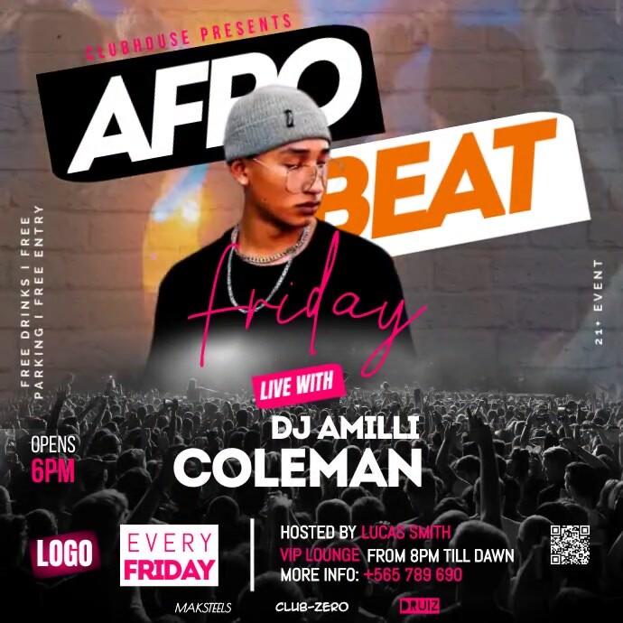 AFRO BEAT PARTY FLYER TEMPLATE | PosterMyWall