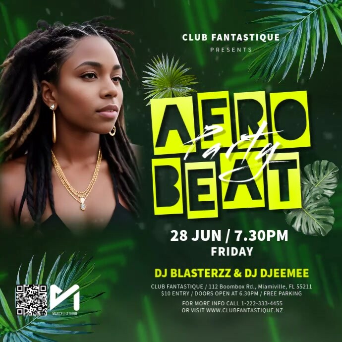 โบรชัวร์เทมเพลตโซเชียลมีเดียของ Afro Beat Party | PosterMyWall