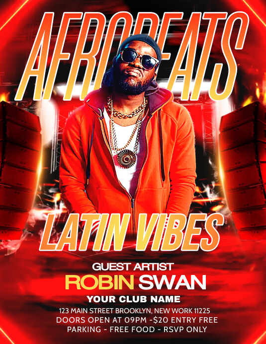 Afro Beats Latin Party flyer Template | PosterMyWall