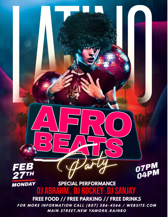 Afro Beats Latin Party flyer Template | PosterMyWall