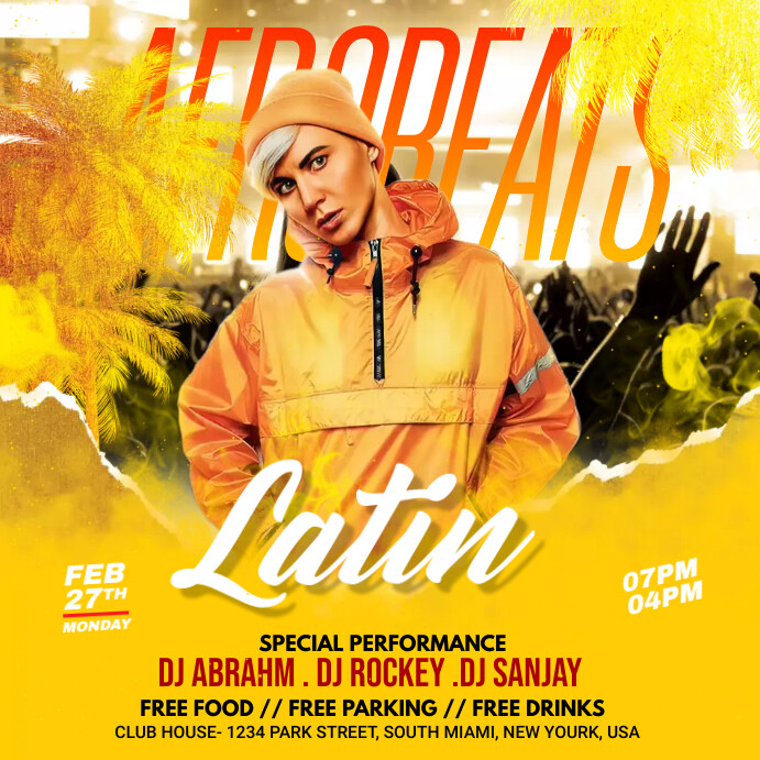 Afro Beats Latin Party flyer Template | PosterMyWall