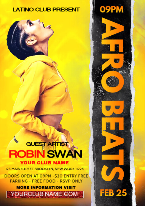 Afro Beats Latin Party flyer Template | PosterMyWall
