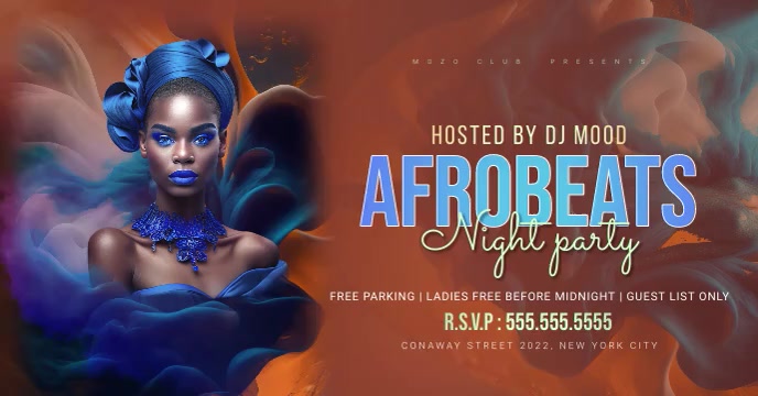 Afro Beats Night Party Template | PosterMyWall
