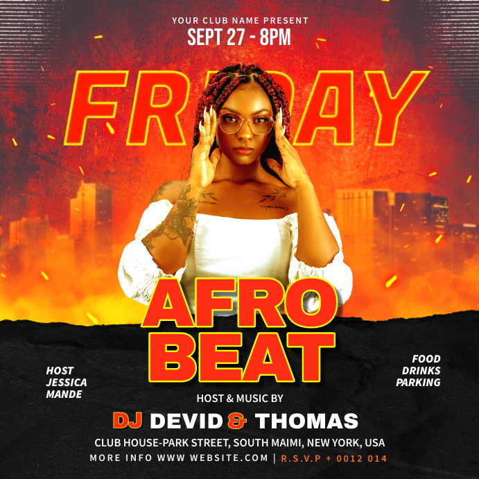 Afro beats party flyer design Template | PosterMyWall