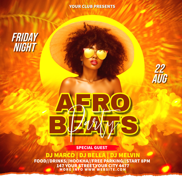 Afro beats party flyer design Template | PosterMyWall