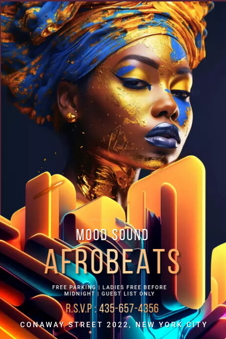 Afro Beats Party Night Poster Template | PosterMyWall
