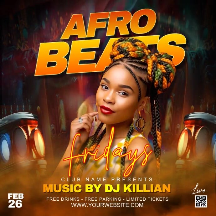 Plantilla de afro beats video flyer | PosterMyWall