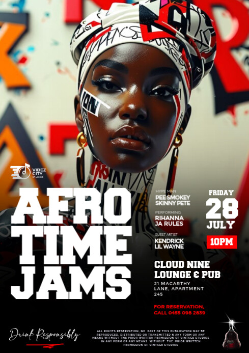 Afro Fusion Night Out Party Flyer for Print A4 Template | PosterMyWall