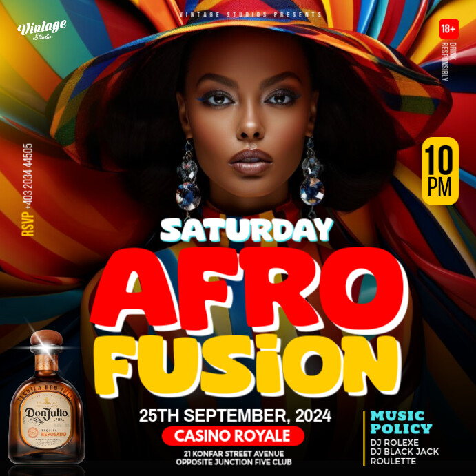 Afro Fusion Night Out Party Flyer for Social Media Template | PosterMyWall