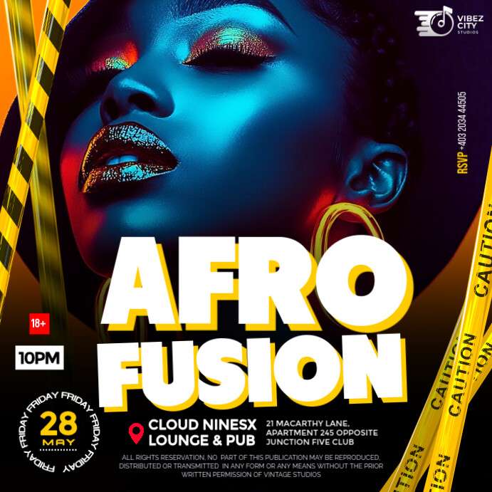 Afro Fusion Night Out Party Flyer for Social Media Template | PosterMyWall
