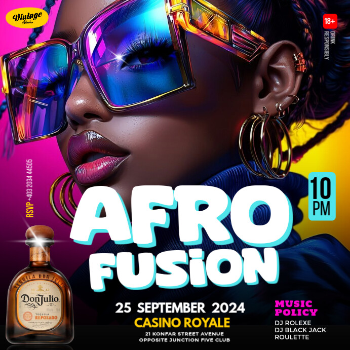 Copy of Afro Fusion Night Out Party Flyer for Social Media | PosterMyWall