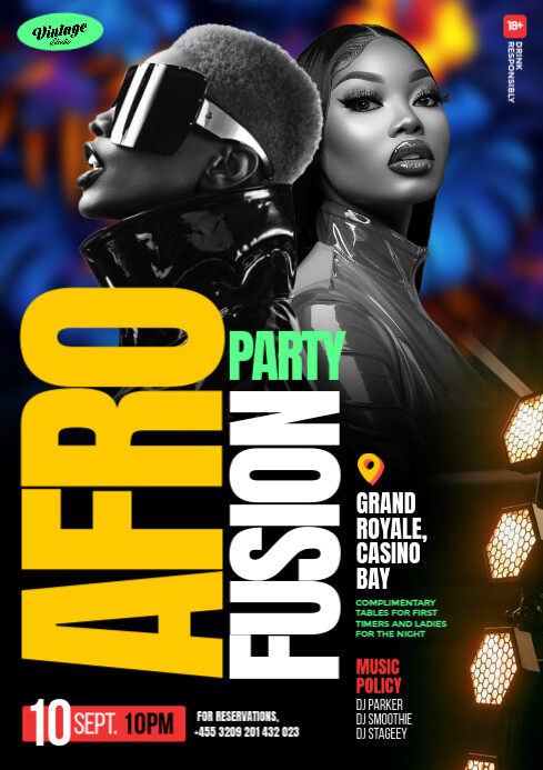 Afro Fusion Party Night Event Party Flyer A4 Template | PosterMyWall