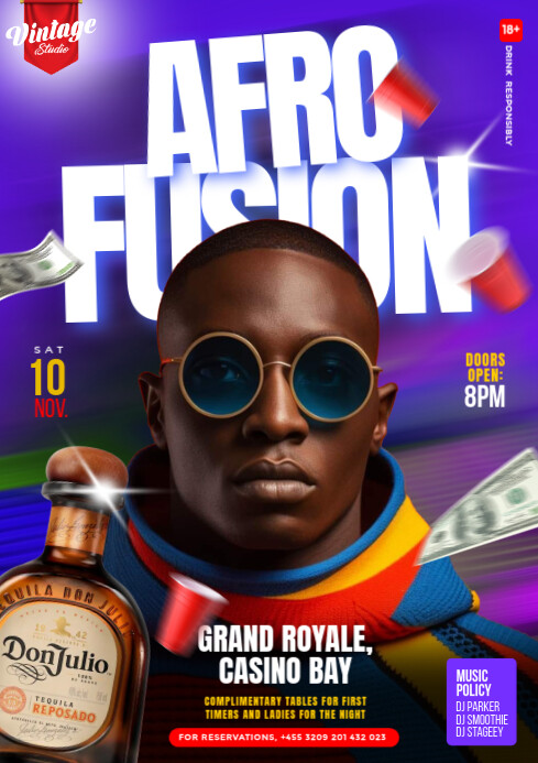 Afro Fusion Party Night Event Party Flyer A4 Template | PosterMyWall