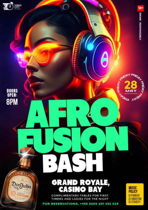 Afro Fusion Party Night Event Party Flyer A4 Template | PosterMyWall