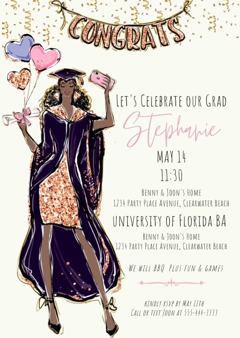Afro Girl Graduation Invitation Template | PosterMyWall