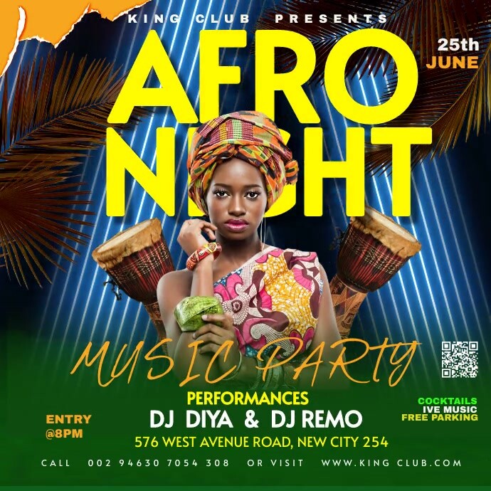 Plantilla de Afro Night Music Party Video Flyer | PosterMyWall