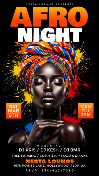 Afro Night Party Instagram Story Template | PosterMyWall