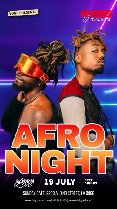 Copy of Afro Night Party Video | PosterMyWall