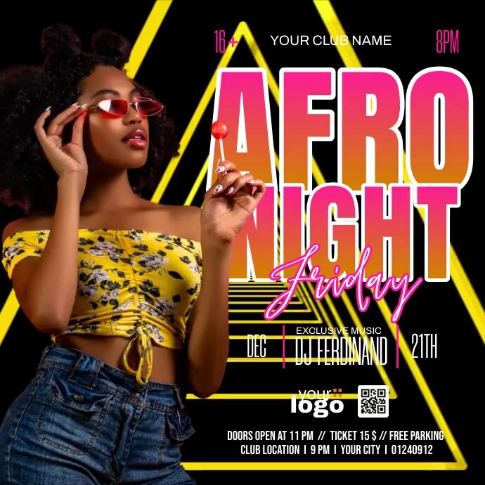Afro Night Party Video Template | PosterMyWall
