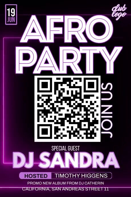 Plantilla de Afro Party Qr Code Scanner | PosterMyWall