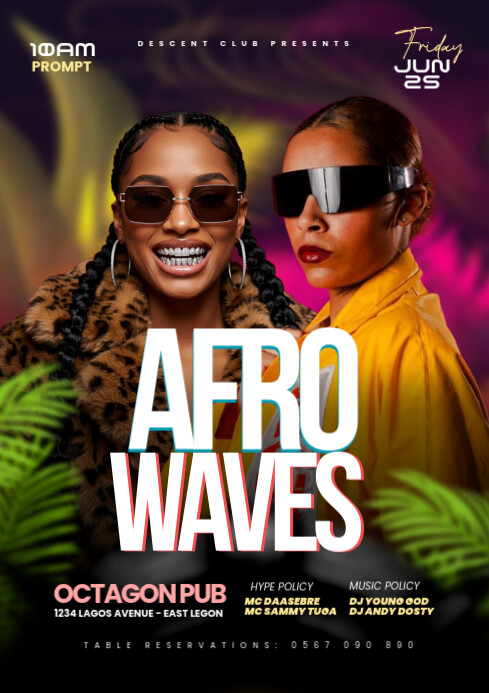 Afro Waves Party Concert Flyer Design Template | PosterMyWall