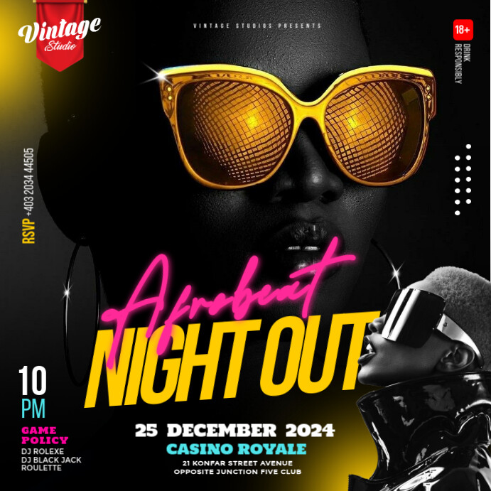 Afrobeat Night Out Party Flyer for Instagram Template | PosterMyWall