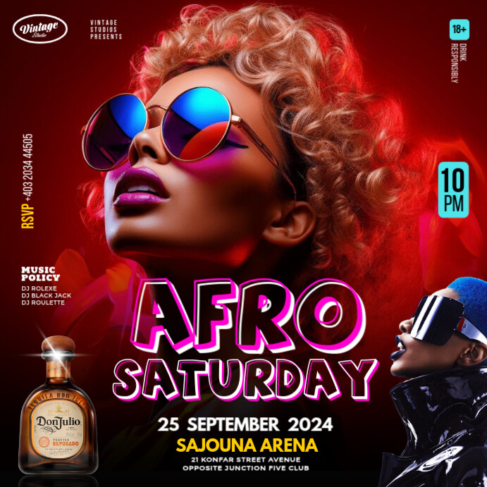 Afrobeat Saturday Party Flyer for Social Media Template | PosterMyWall