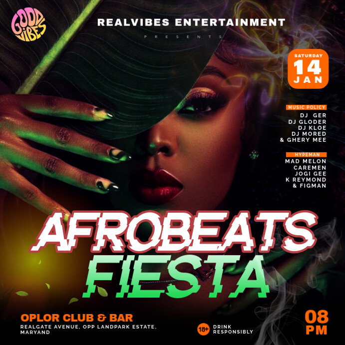AFROBEATS Template | PosterMyWall
