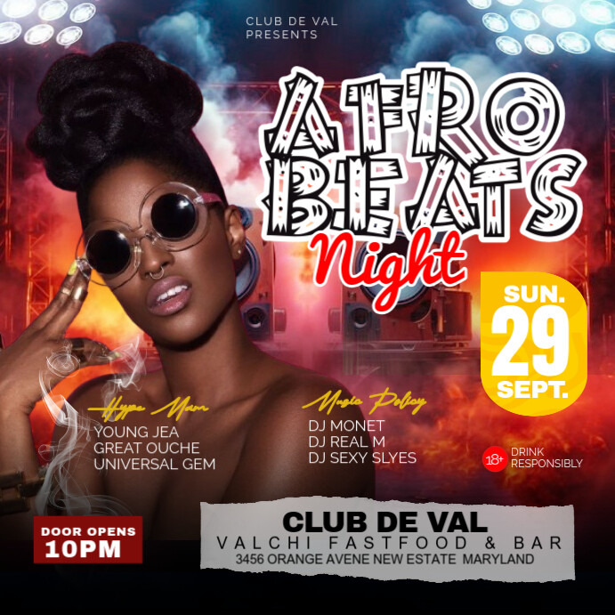 AFROBEATS Template | PosterMyWall