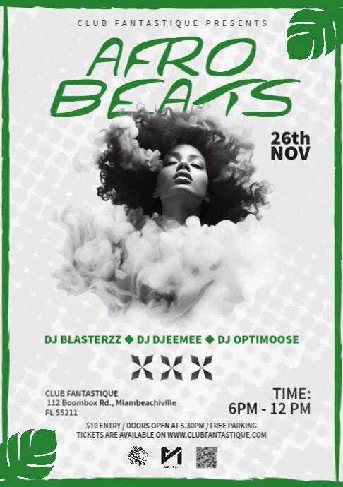 Afrobeats Party Flyer Ad Social Media Template | PosterMyWall