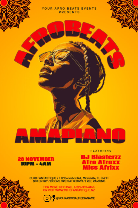 Afrobeats Flyer Poster Template | PosterMyWall