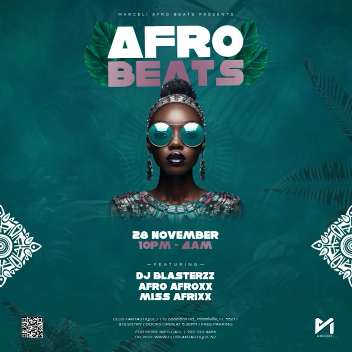 Copy of Abstract Afrobeat Party Nightclub DJ Event Square Video Flyer ...