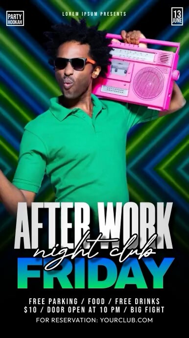 After Work Friday Night Club Template | PosterMyWall