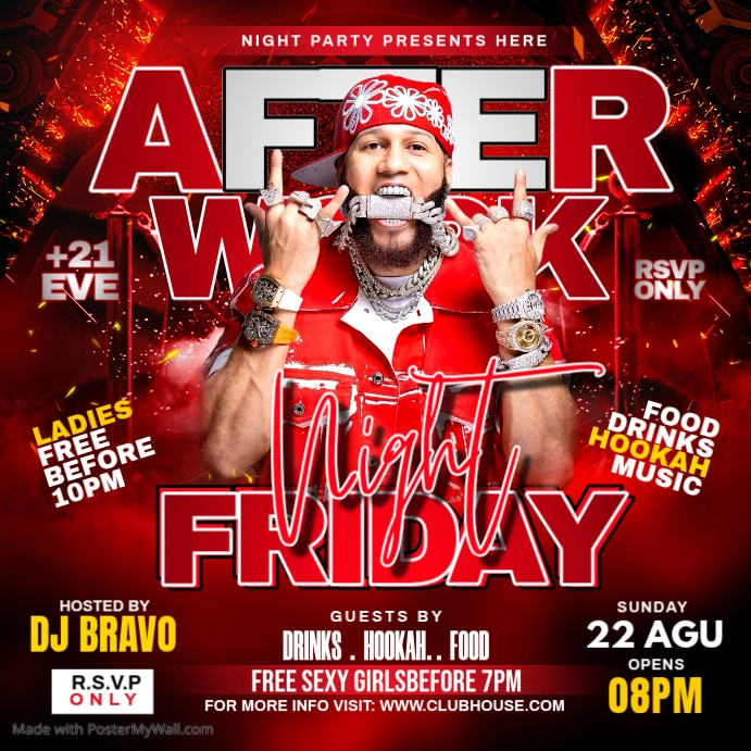AFTER WORK FRIDAY PARTY Template | PosterMyWall