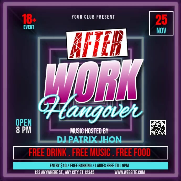 Plantilla de after work hangover | PosterMyWall