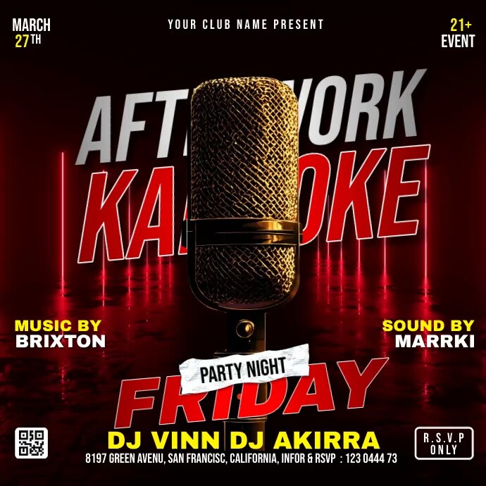 After Work Karaoke Video Template | PosterMyWall