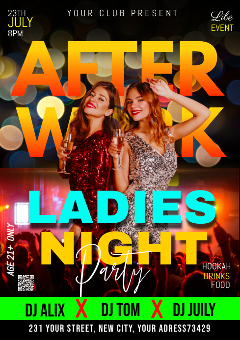After work ladies night party flyer Template | PosterMyWall