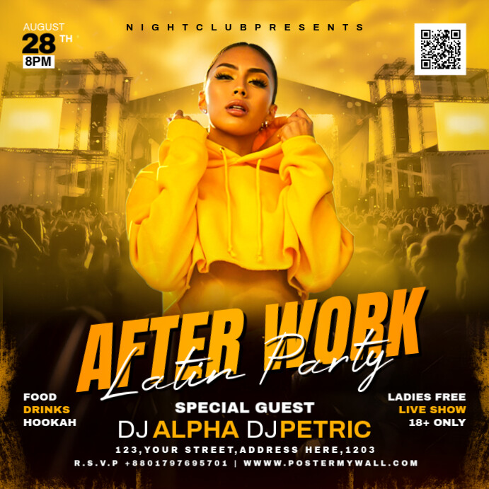 After work latin night party flyer Template | PosterMyWall