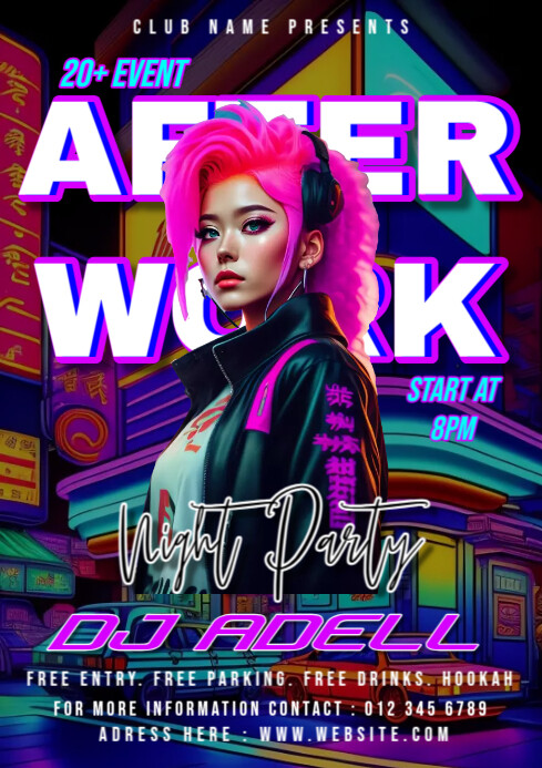After Work Neon Party Template | PosterMyWall