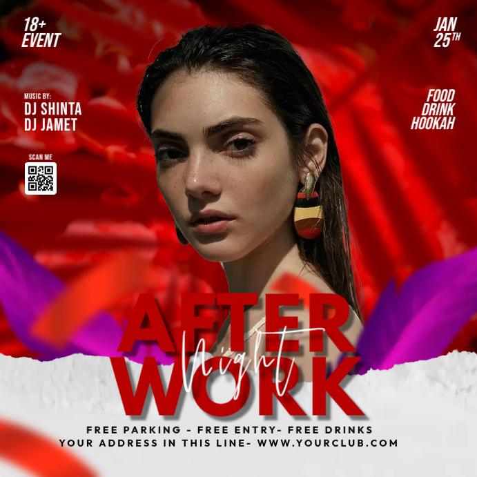 Modèle Annonces de Boîtes de Nuit Après le Travail | PosterMyWall