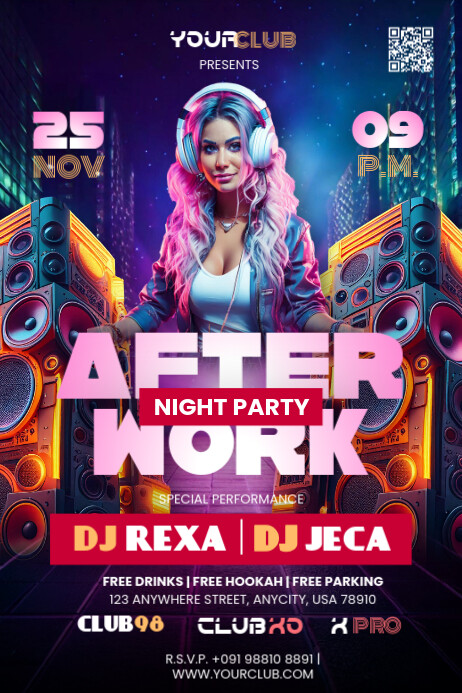 After Work Night Party Event Poster Flyer Template | PosterMyWall