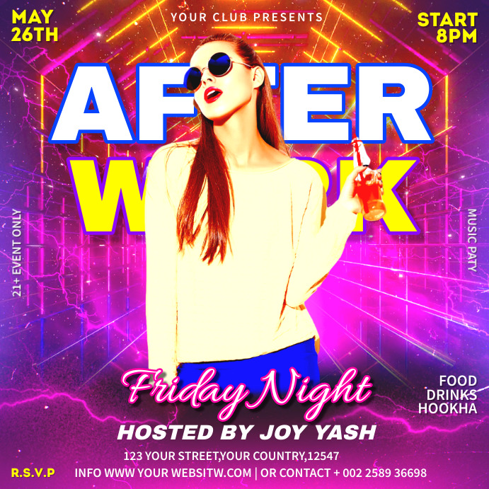 after work night party flyer design Template | PosterMyWall