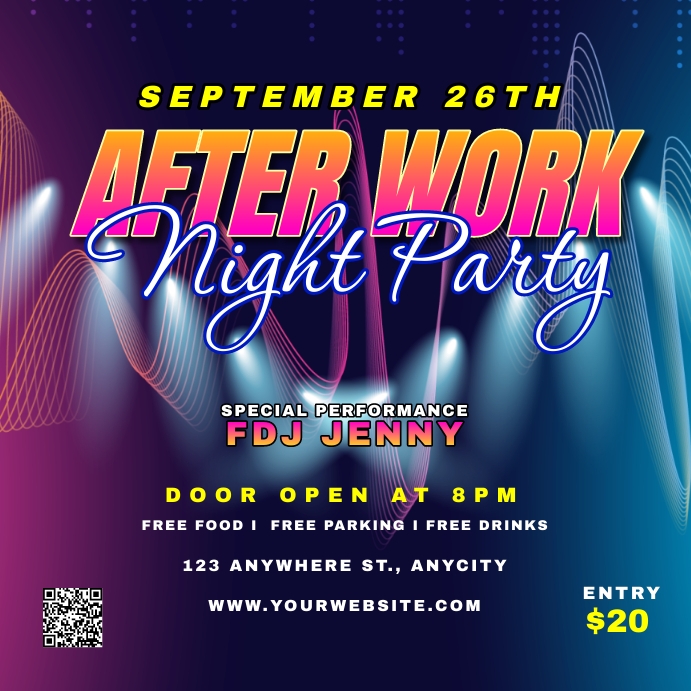 After Work Night Party Instagram Post Template | PosterMyWall
